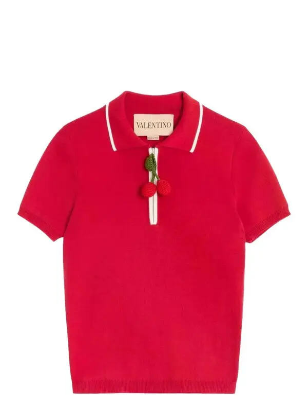 Valentino Garavani Cherry-charm Polo Top - Red