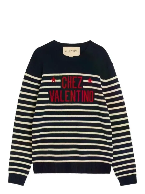 Valentino Garavani Striped Knit Sweater - Blue