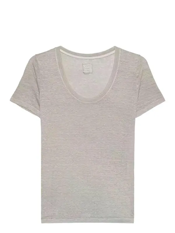 120% Lino Scoop-neck T-shirt - Neutrals