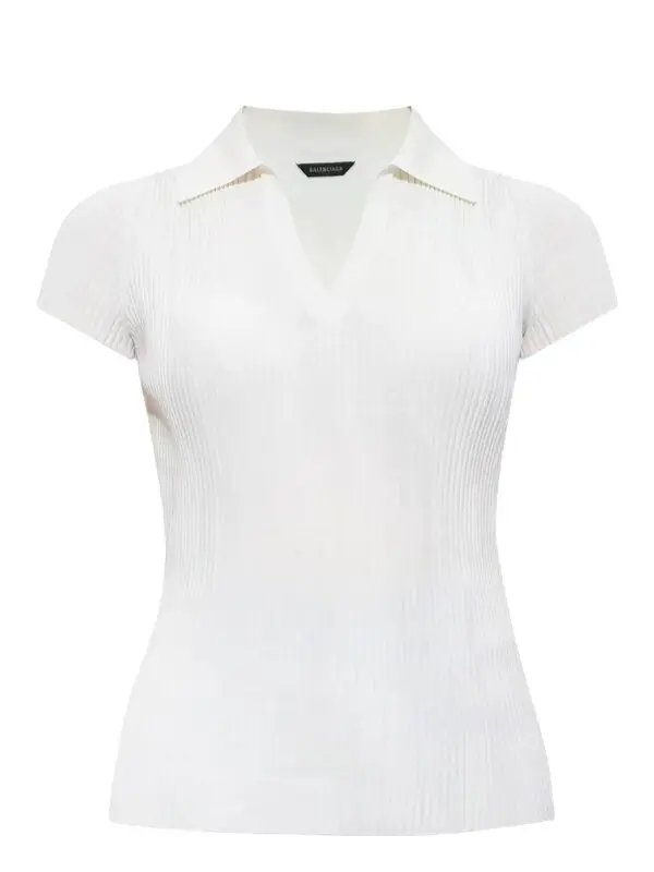 Balenciaga Ribbed-knit Polo Shirt - White