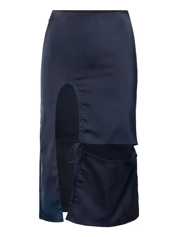 ELENA VELEZ Satin Midi Skirt - Blue