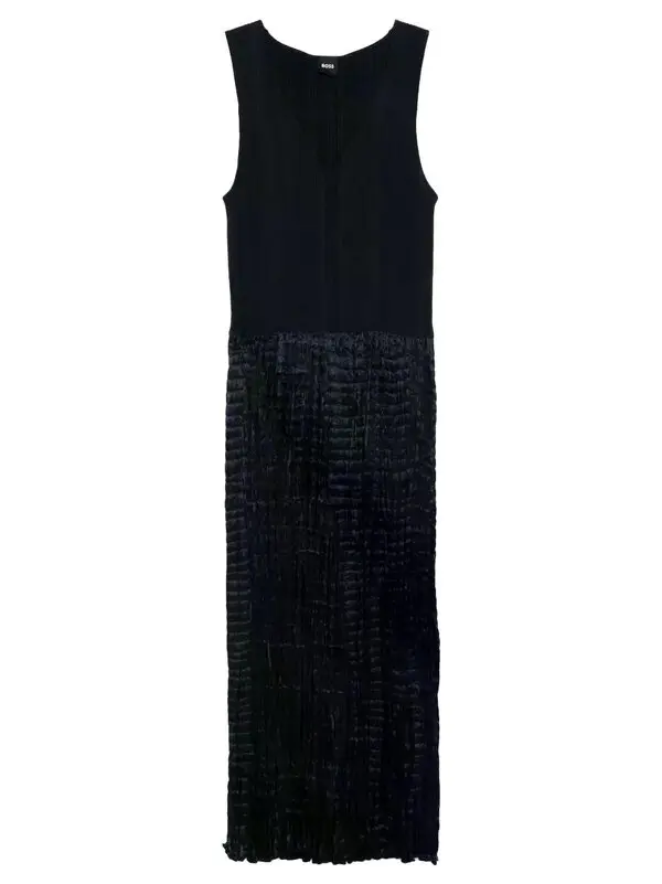 Hugo Boss Ribbed Midi Dress - Blue
