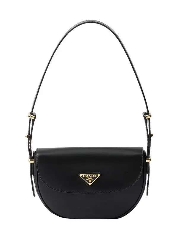 Prada Arque Leather Shoulder Bag - Black