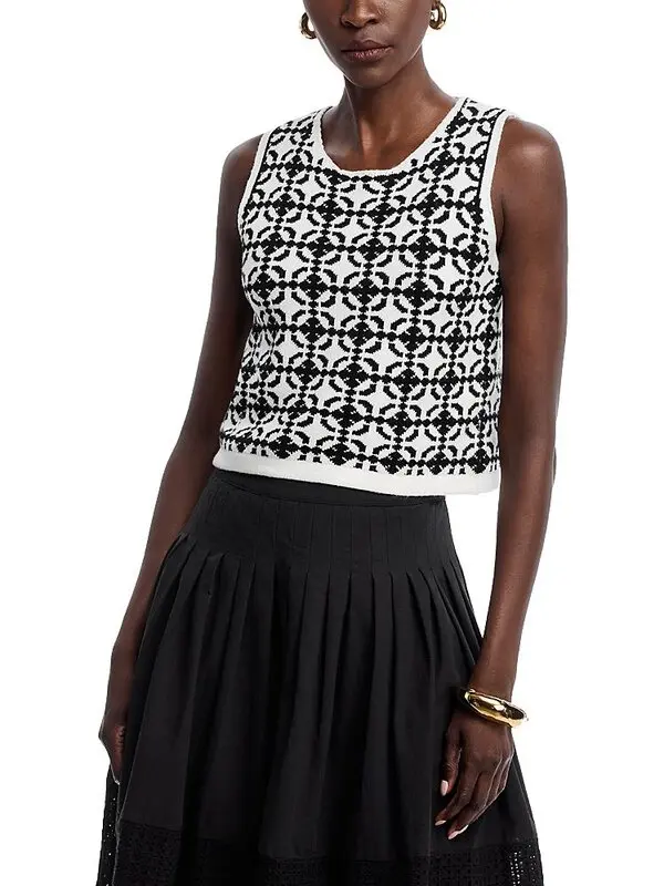 AREA STARS Cropped Patterned Top - White