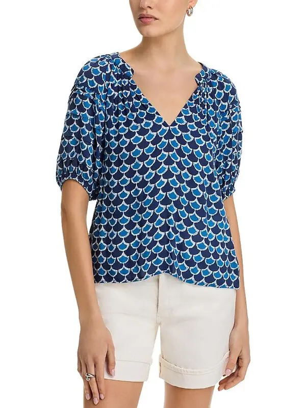 AREA STARS Split Neck Fan Top - Blue