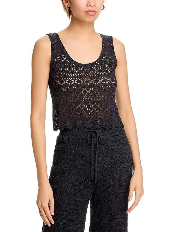 Aqua Klein Crochet Tank Top - Black
