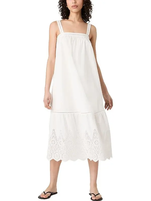 French Connection Cotton Square Neck Midi Dress - Summer White