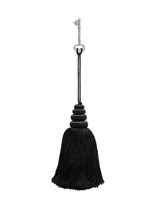SOPHIE BUHAI Tasseled Satin And Silver Bag Charm - Black