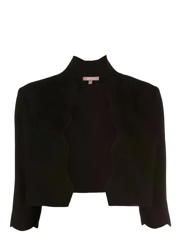 Lela Rose Wavy Trim Cropped Jacket - Black