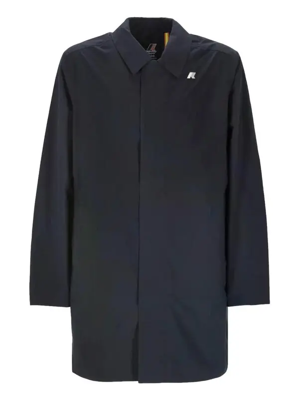 K-WAY Logo-patch Trench Coat - Blue