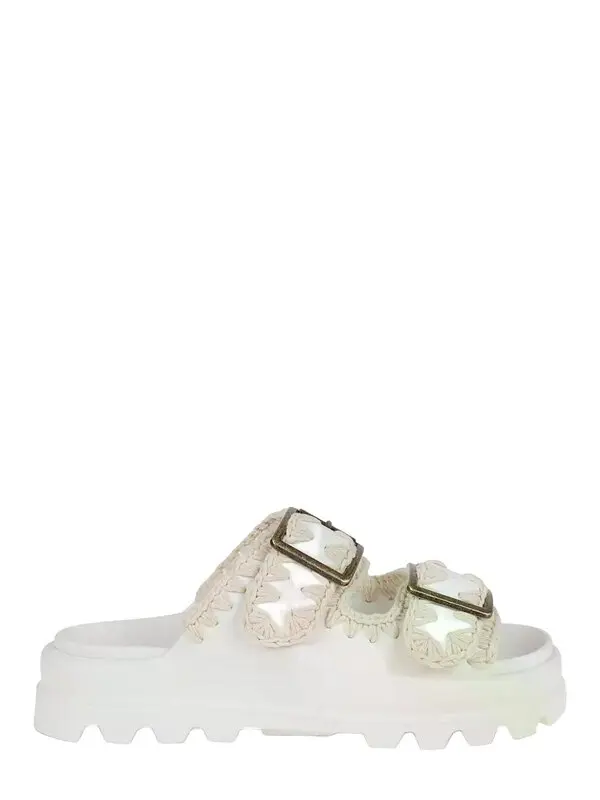 Mou Double-buckle Slides - White