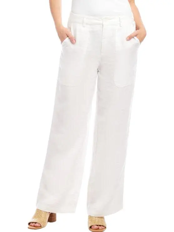 Karen Kane Patch Pocket Wide-leg Linen Pants - Off White