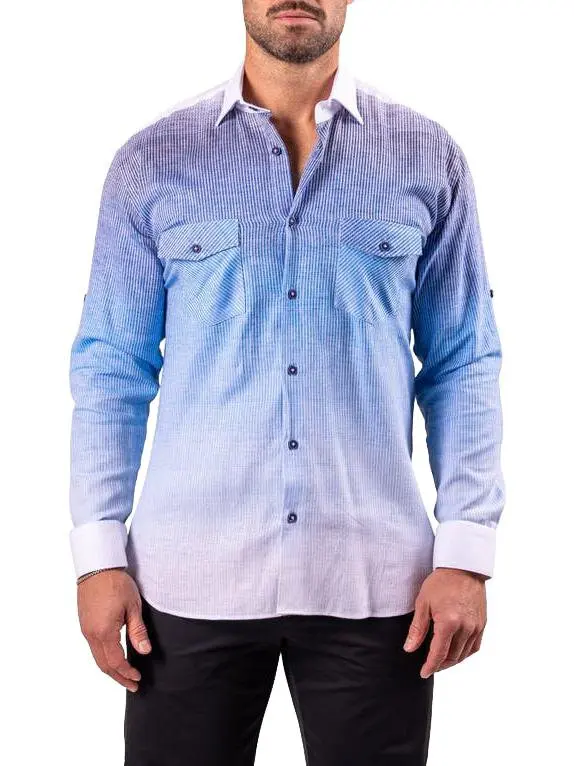 MACEOO Archimedes Resistance Contemporary Fit Button-up Shirt - Blue