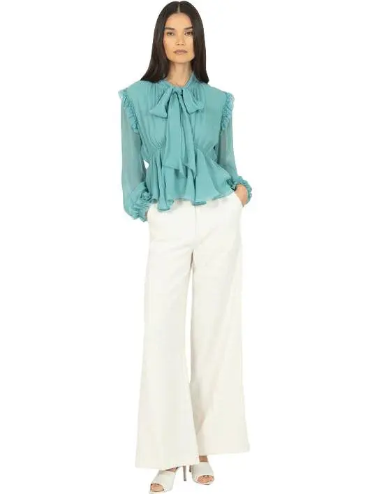 SECRET PON-PON Camila Blouse - Cyan Green