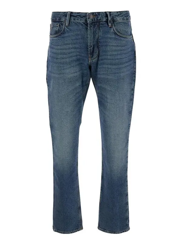 Emporio Armani Denim Jeans With Logo Patch - Blue
