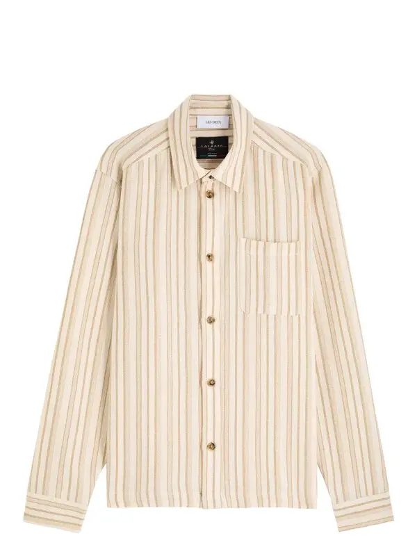 LES DEUX Shane Stripe Cotton-blend Shirt - Ecru