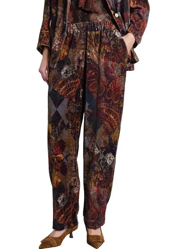 YAVI Printed Cotton Pants - Brown