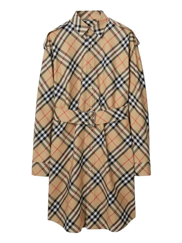 Burberry Nova Check Mini Shirt Dress - Beige