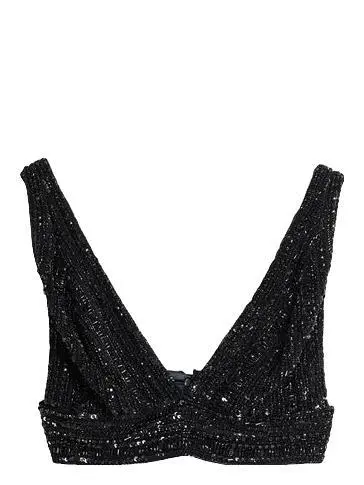 Elisabetta Franchi Embellished Tulle Crop Top - Black