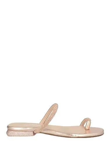 NILA & NILA Thong Sandals With Crystal Appliqués - Rose Gold