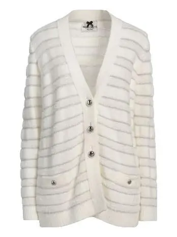 NO SECRETS Striped Knit Cardigan - White