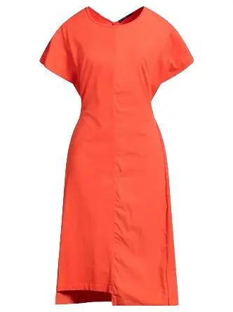 High Modesty Midi Cotton Dress - Orange
