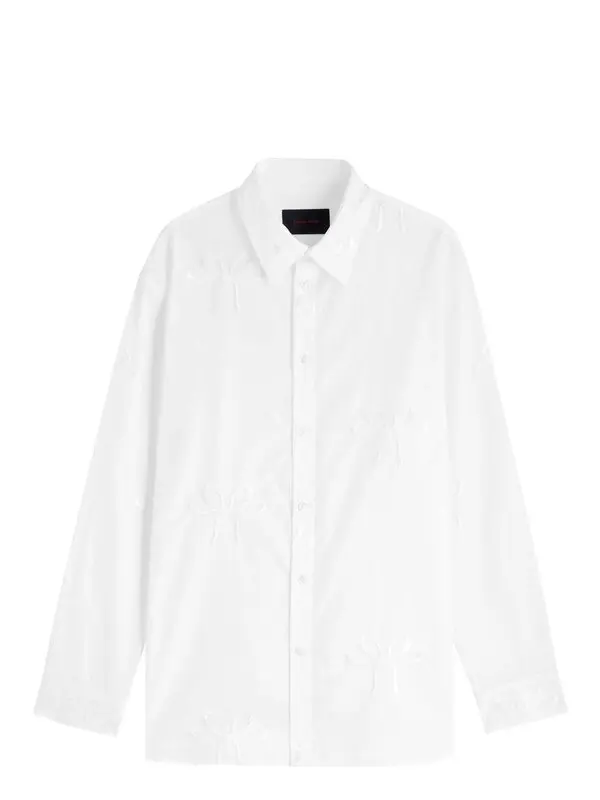 Simone Rocha Carnation Bow-embroidered Cotton-poplin Shirt - White