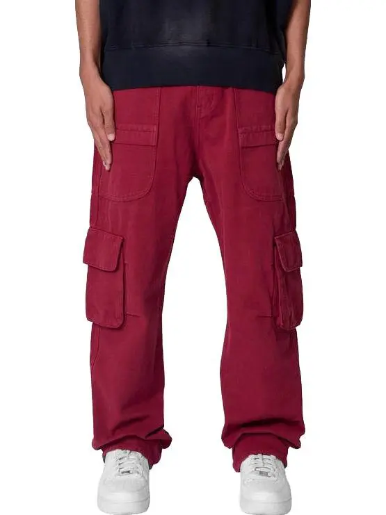 Mnml Ultra Baggy Cargo Jeans - Berry