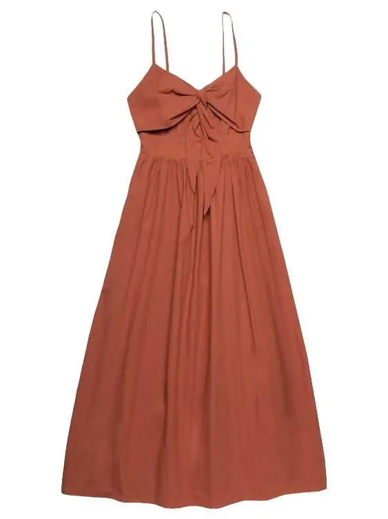 Deluc Padua Tie-bust Cotton Sundress - Reddish Brown