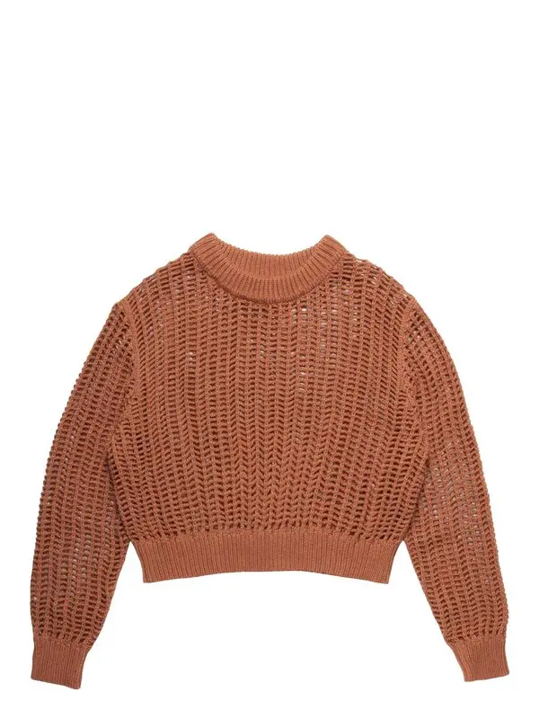 Deluc Einar Crop Open Stitch Sweater - Bronze