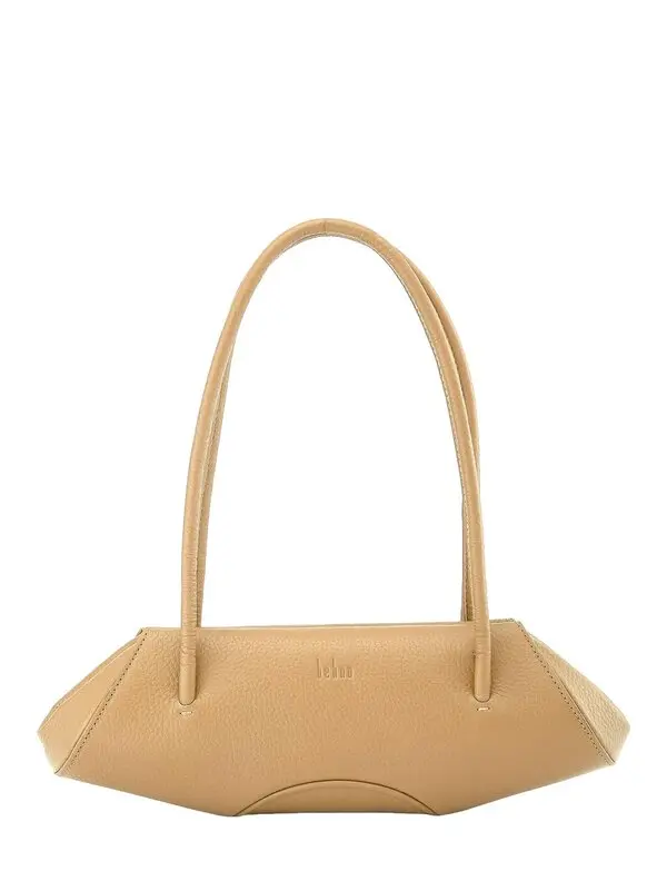 BEHNO Mini Elizabeth Baguette Pebble Leather Shoulder Bag - Bisque