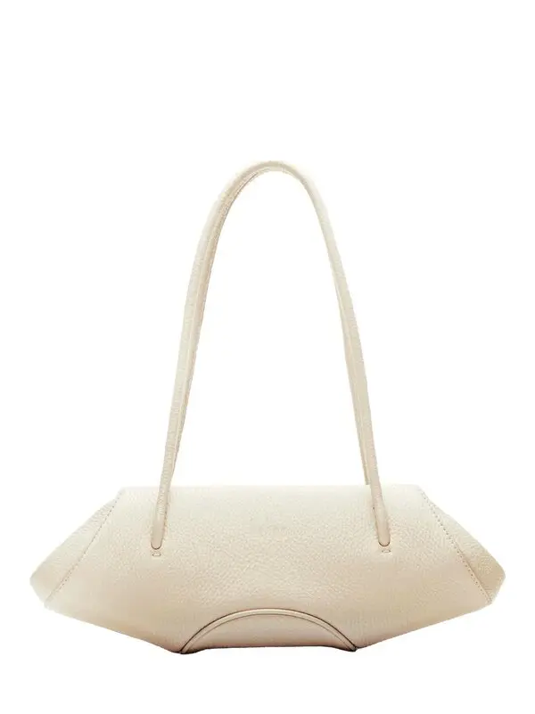 BEHNO Mini Elizabeth Baguette Pebble Leather Shoulder Bag - Bone