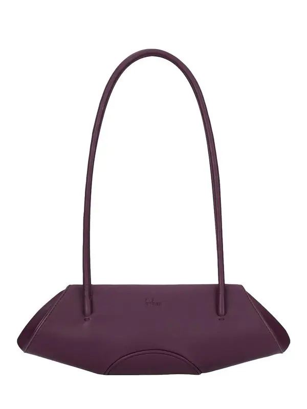 BEHNO Mini Elizabeth Baguette Pebble Leather Shoulder Bag - Cherry