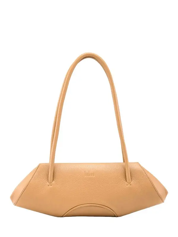 BEHNO Mini Elizabeth Baguette Pebble Leather Shoulder Bag - Peach