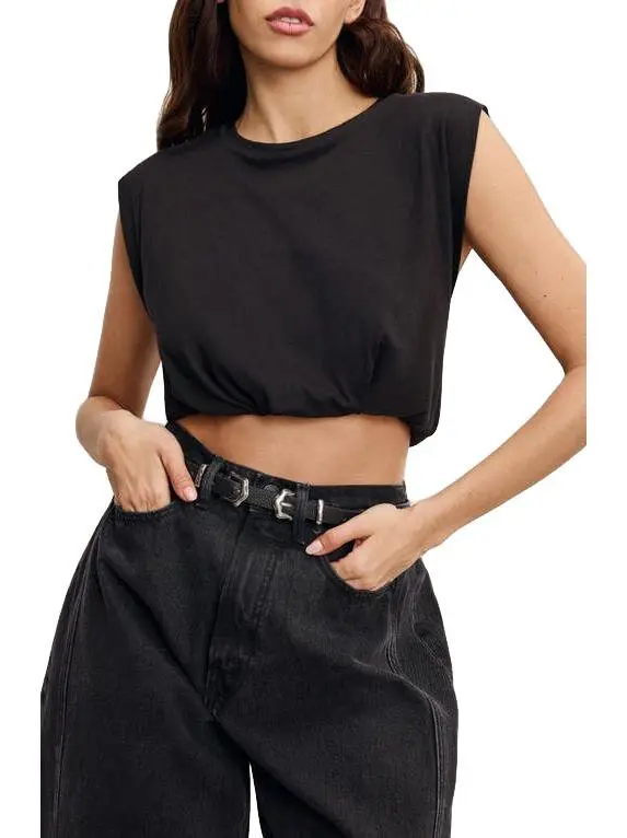 Good American Gathered Hem Muscle Top - Black001