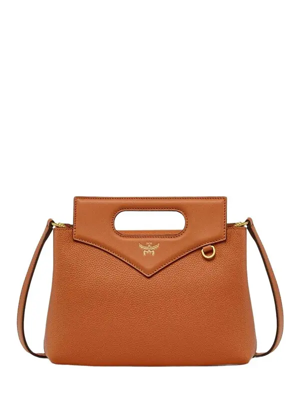 Mcm Soft Diamond Embossed Leather Tote - Terracotta