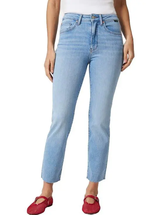 MAVI Viola Raw Hem High-waist Ankle Straight-leg Jeans - Light Brushed Flex Blue