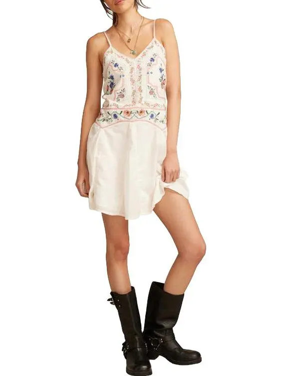 Lucky Brand Embroidered Strappy Mini Sundress - Cream