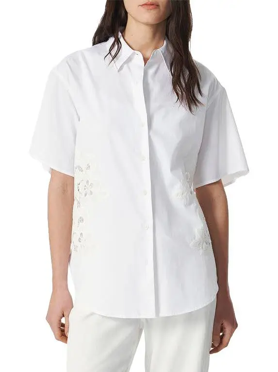Rag & Bone Amy Lace Short Sleeve Button-up Shirt - White Lace
