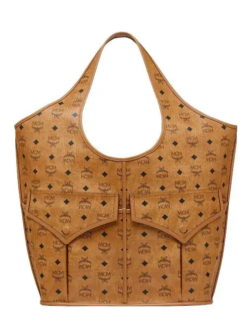 Mcm Leni Shopper In Visetos - Cognac