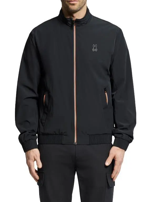Psycho Bunny Woven Stretch Nylon Jacket - Black