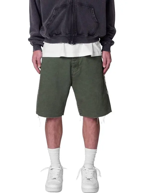 Mnml Mojave Raw Hem Canvas Shorts - Olive