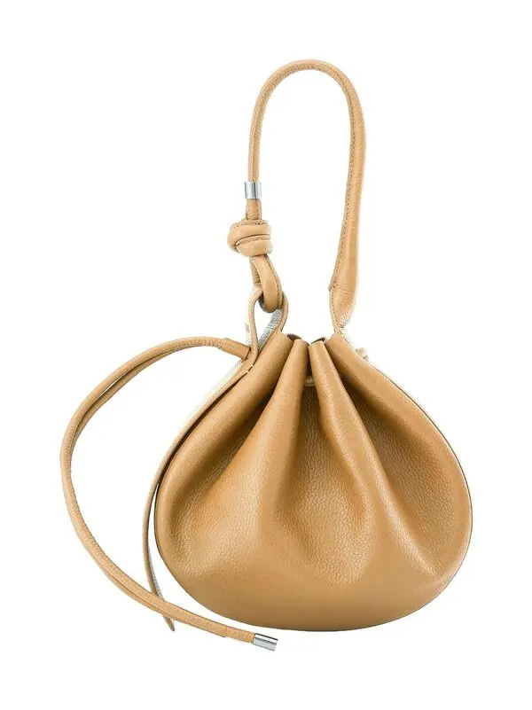 BEHNO Medium Ina Pebble Leather Shoulder Bag - Bisque
