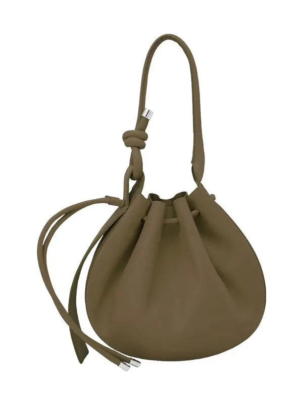 BEHNO Medium Ina Pebble Leather Shoulder Bag - Palm