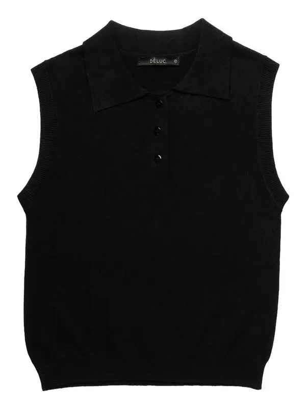 Deluc Cassio Sleeveless Polo Sweater - Black