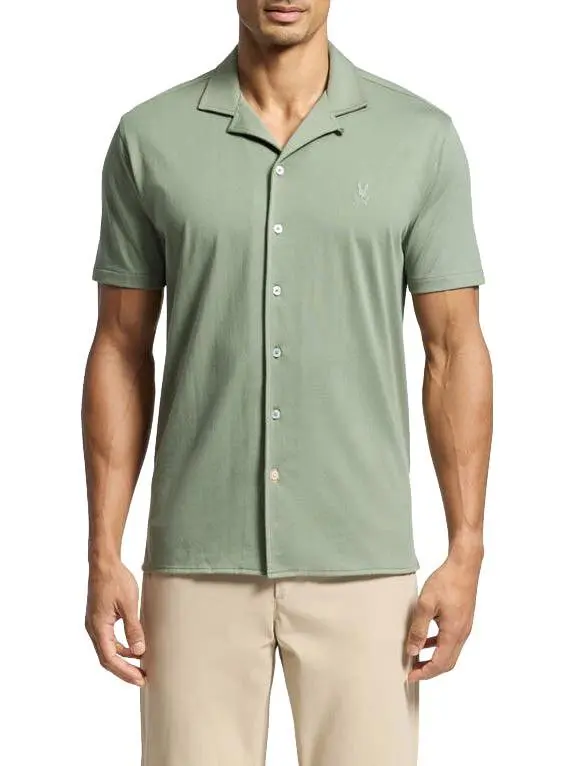 Psycho Bunny Bryan Pima Cotton Blend Camp Shirt - Sea Spray