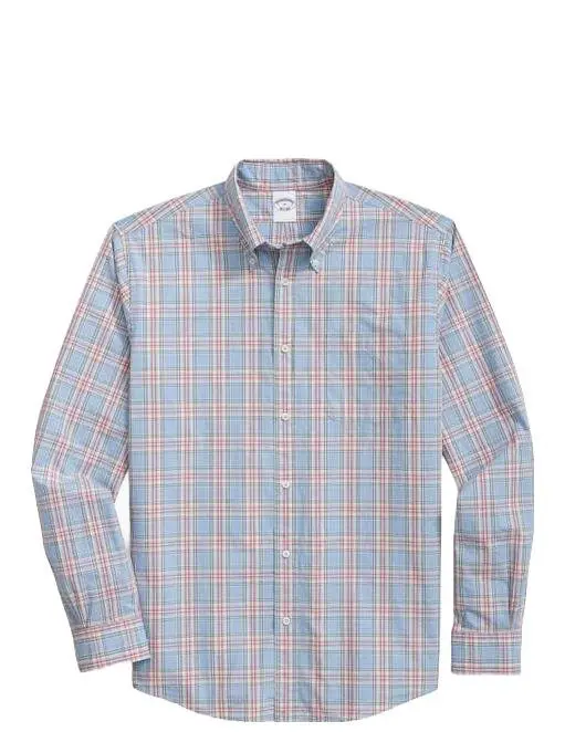 Brooks Brothers Friday Regular Fit Plaid Cotton Poplin Button-down Shirt - Hydrangea