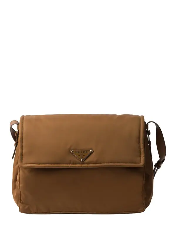 Prada Large Padded Re-nylon Shoulder Bag - Brown