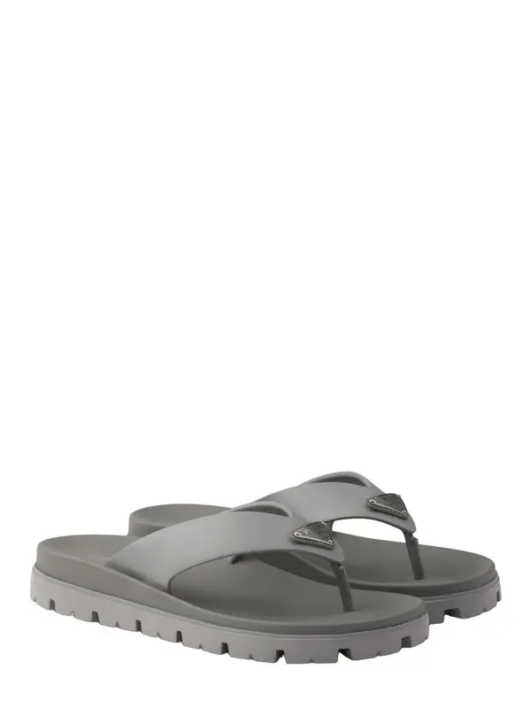 Prada Rubber Thong Sandals - Gold/silver