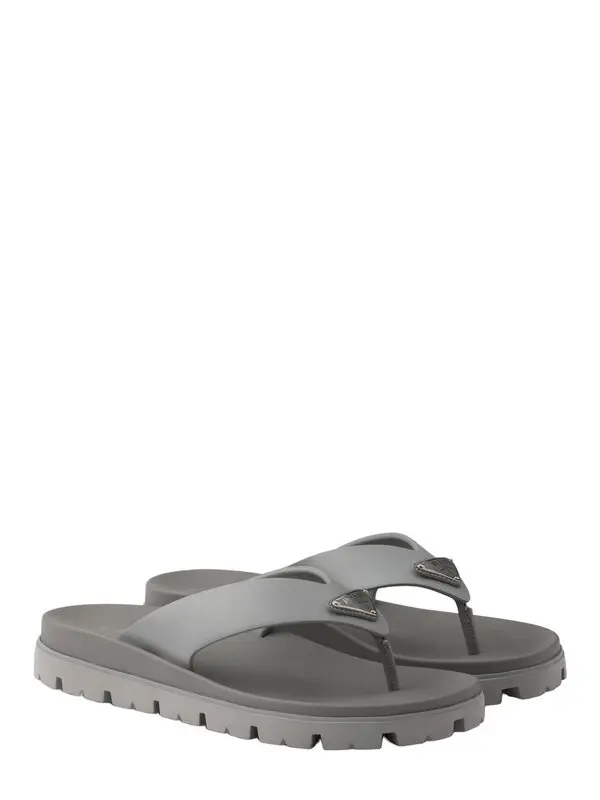 Prada Rubber Thong Sandals - Steel Gray